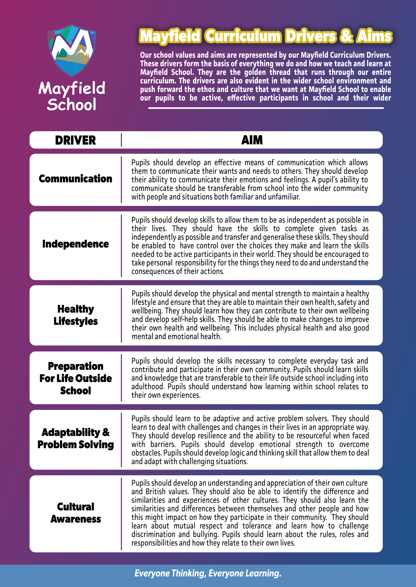 Curriculum Aims and Drivers | Mayfield School